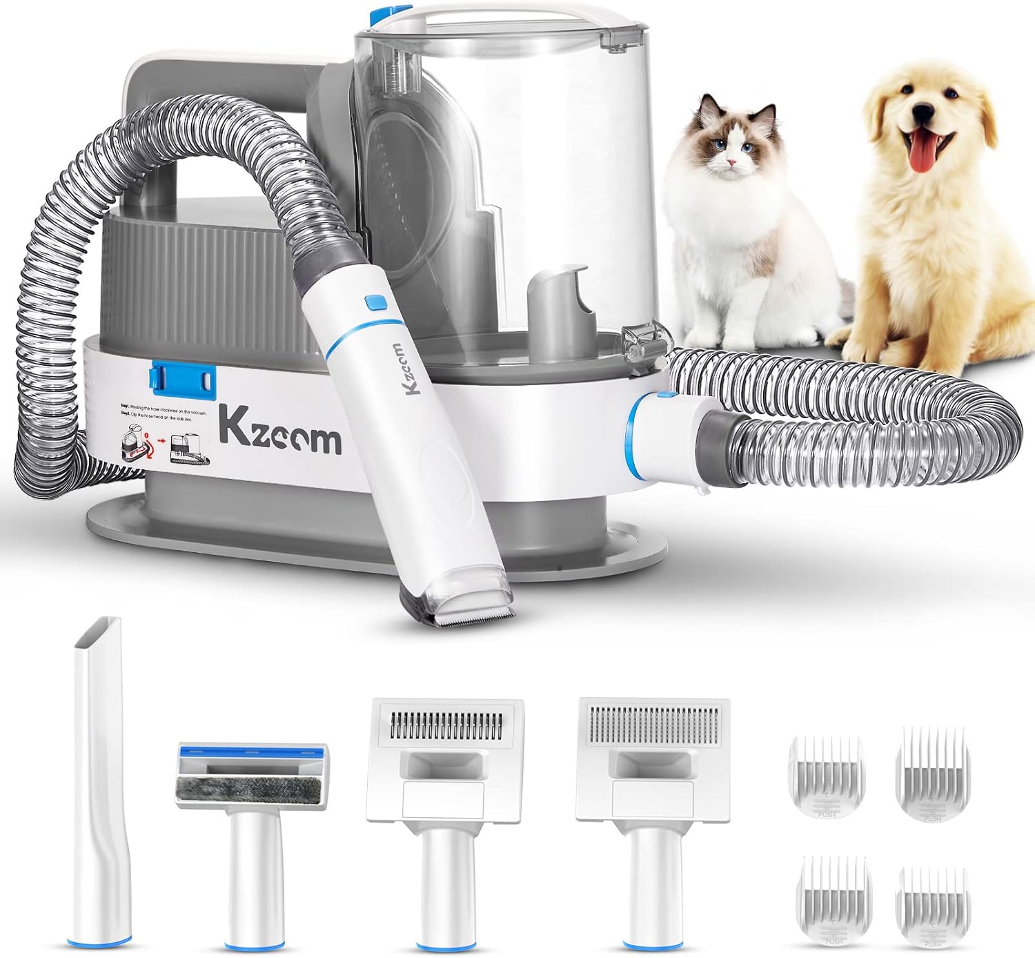 Amazon.com : Kzoom Pet Grooming Kit with Vacuum Suction - 5 Tools, Low ...