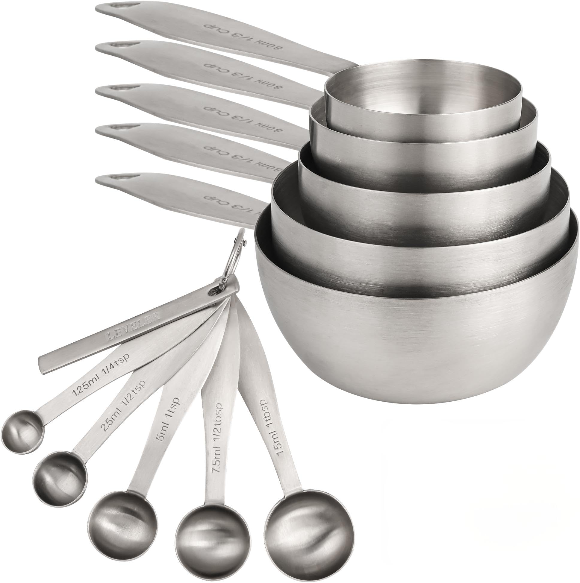 Amazon.com: 11 PCS Stainless Steel Measuring Cups Spoons Set, 5 Nesting ...