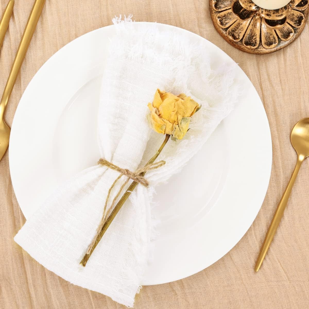 Amazon.com: Socomi Set of 6 Linen Napkins Cream White Easter Spring ...