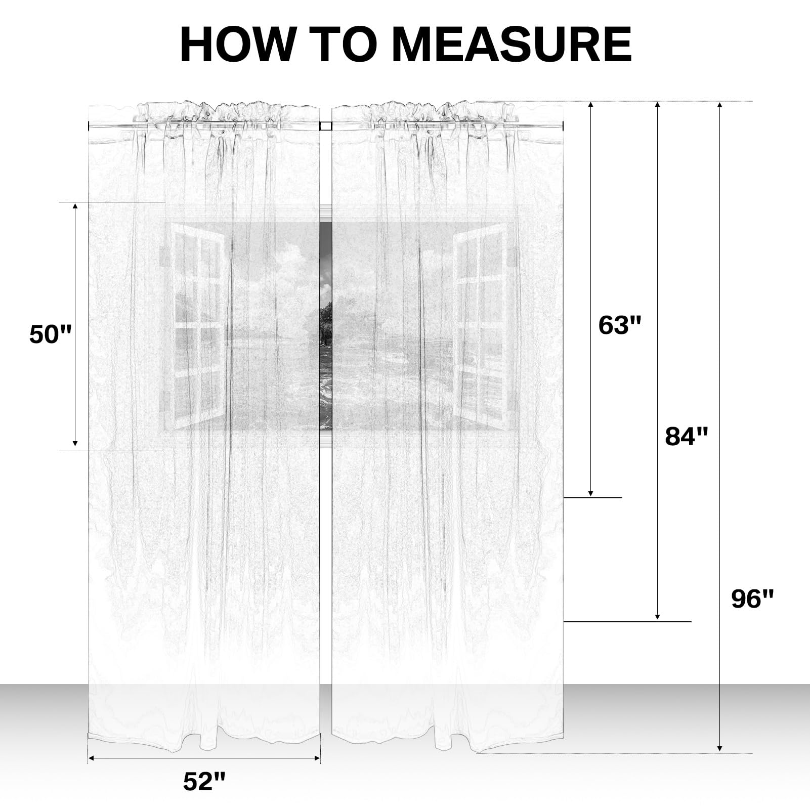 Snapklik.com : White Sheer Curtains, 2 Panels Bedroom Curtain Sheers ...