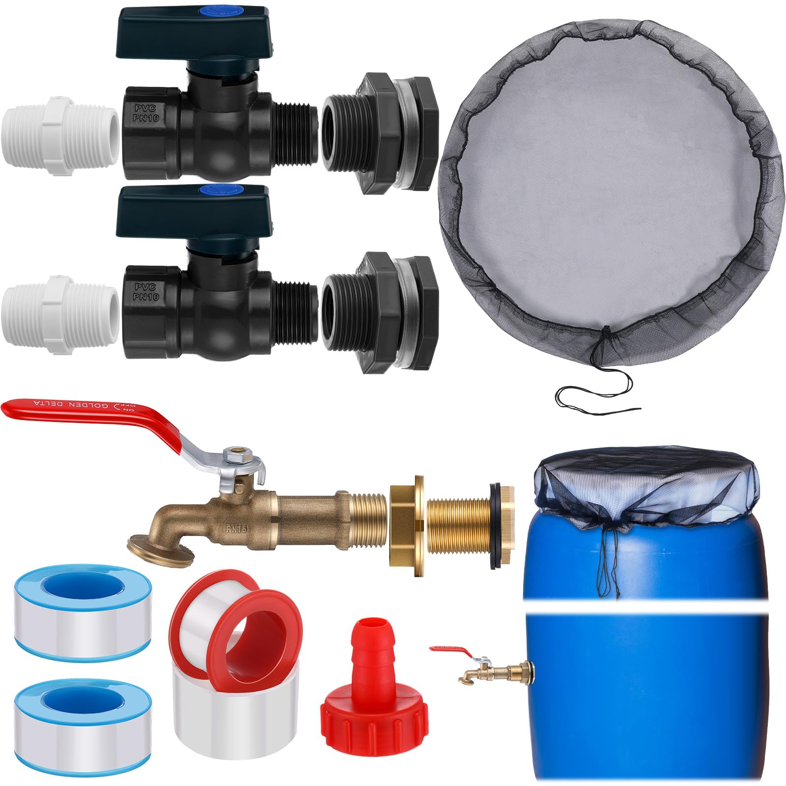 Amazon.com : Tujoe 4 Set Rain Barrel Kit Rain Barrel Spigot Kit 3/4 ...