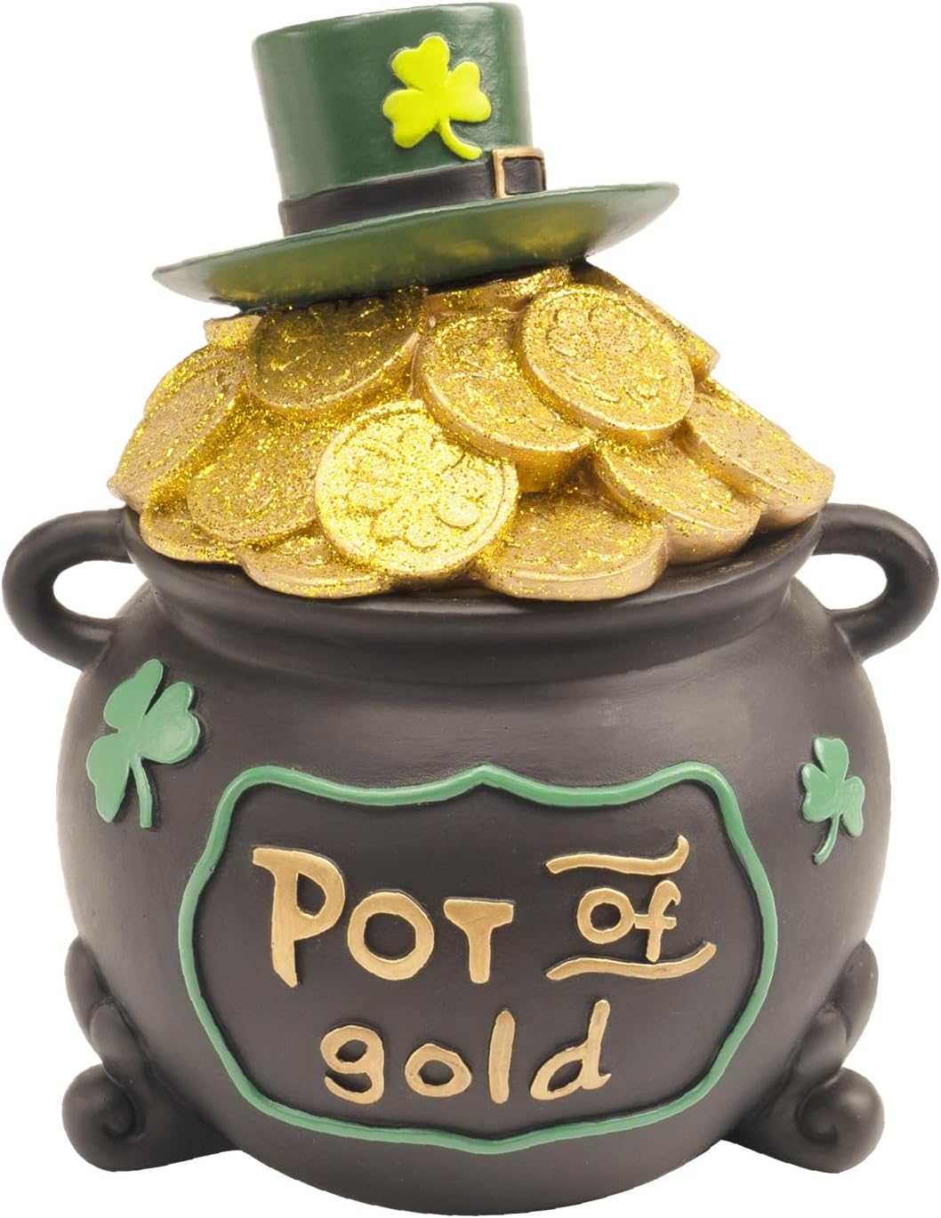 Amazon.com: Bechivie St Patricks Day Pot of Gold, 7.6In Resin ...
