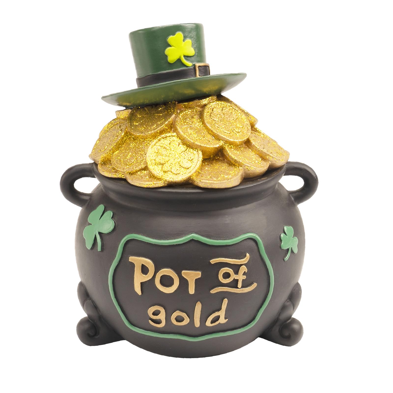 Amazon.com: Bechivie St Patricks Day Pot of Gold, 7.6In Resin ...