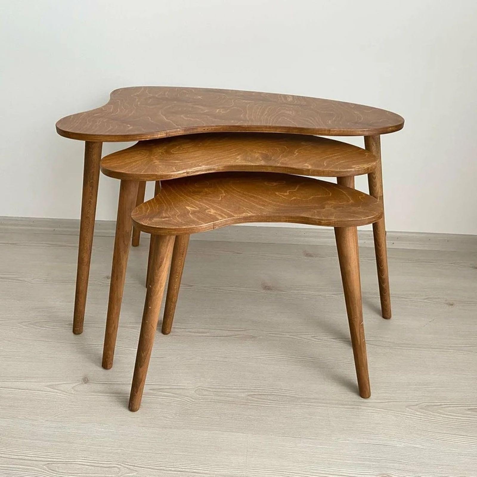 Amazon.com: TRIHOME, Solid Nesting Table Set of 3, Birch Mid Century ...
