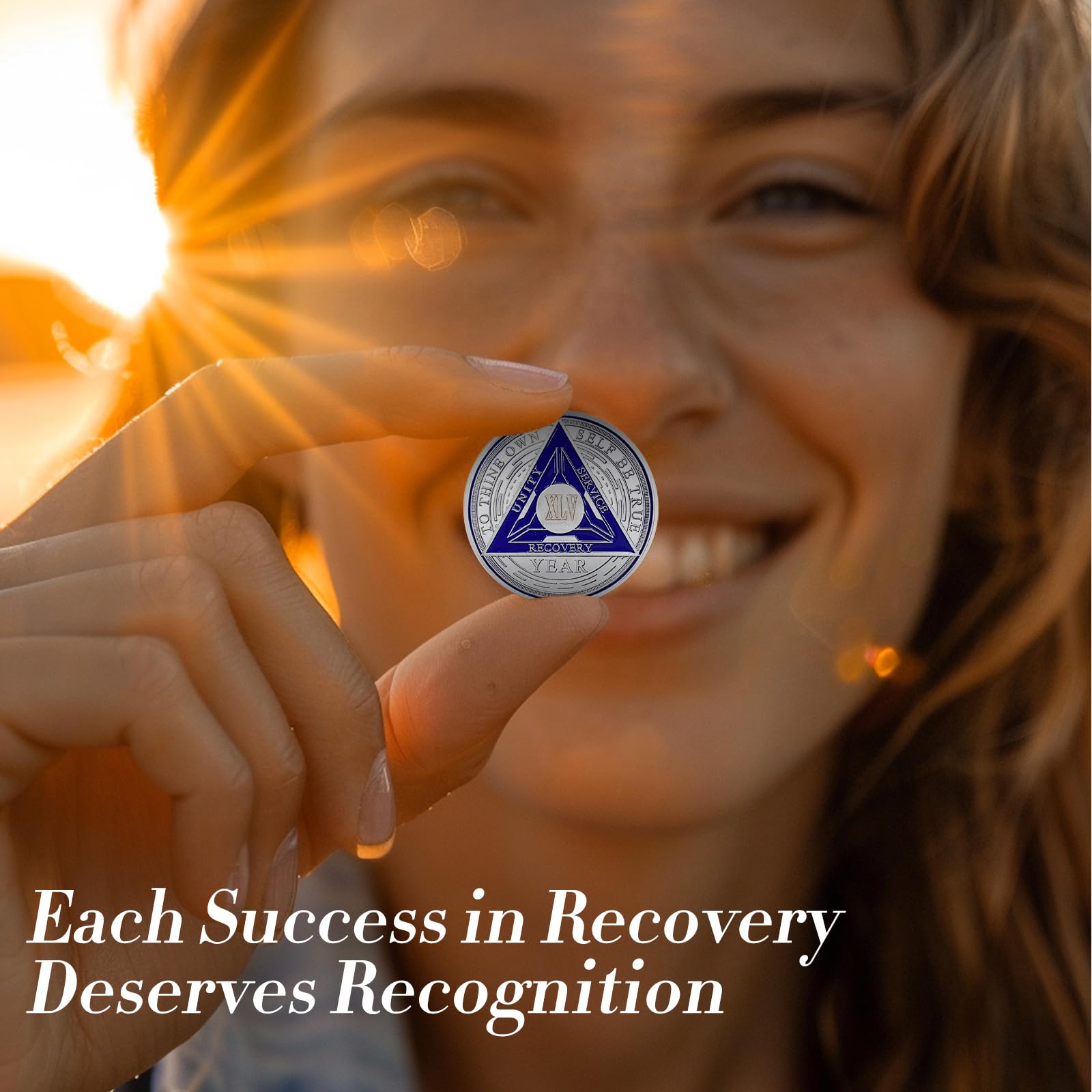 Snapklik.com : Recovery Triangle 45 Year Sobriety Coin - Silver Roman ...
