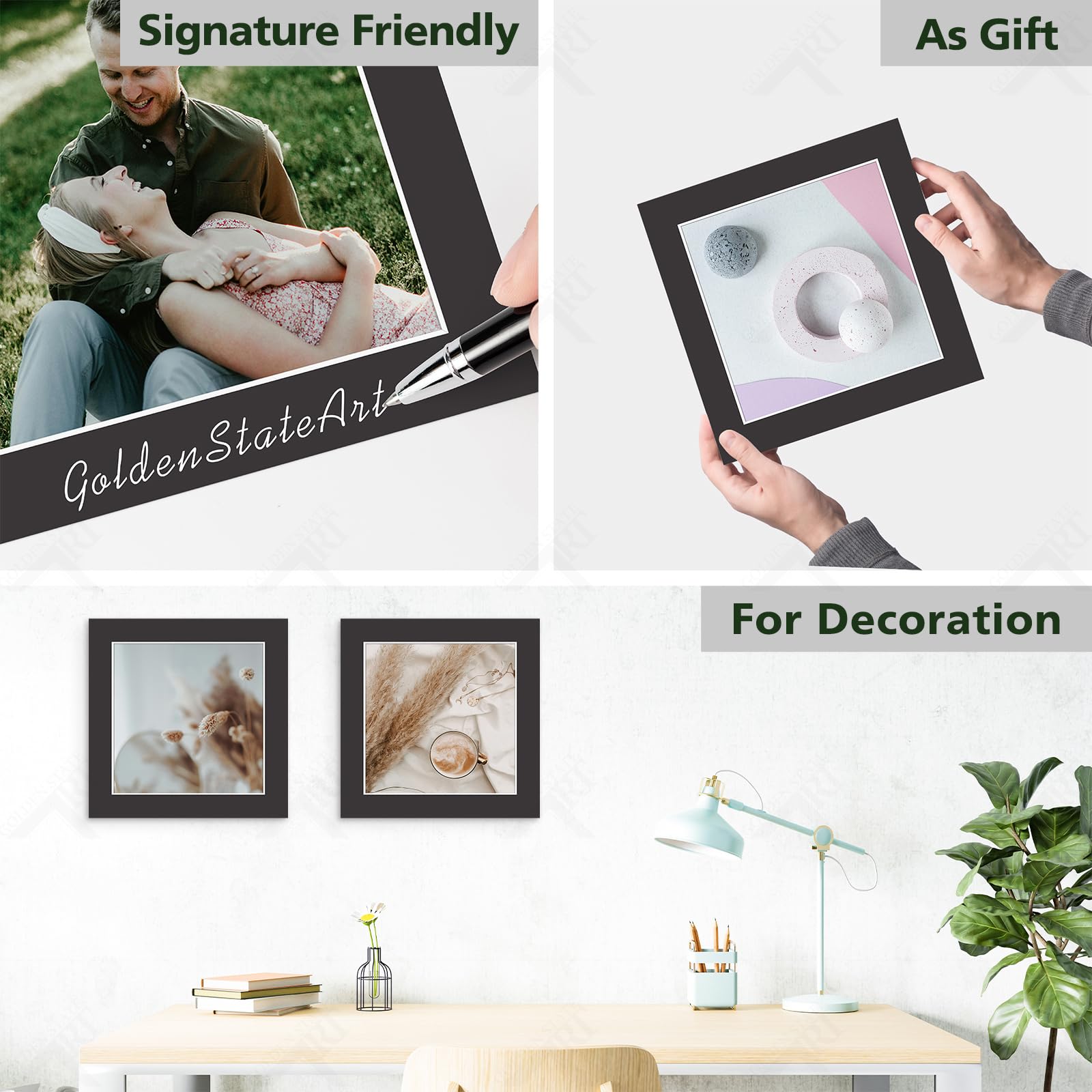 Snapklik.com : Pack Of 10 Acid Free 10x10 For 8x8 Black Picture Mats ...