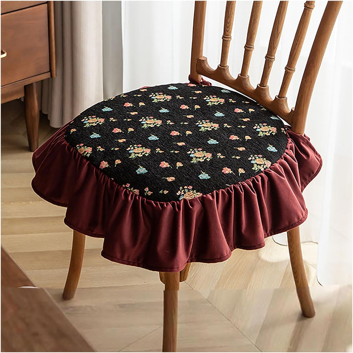 Amazon.com: ZTGL Luxury Ruffled Chair Pad, Dining Room Chair Cushions ...