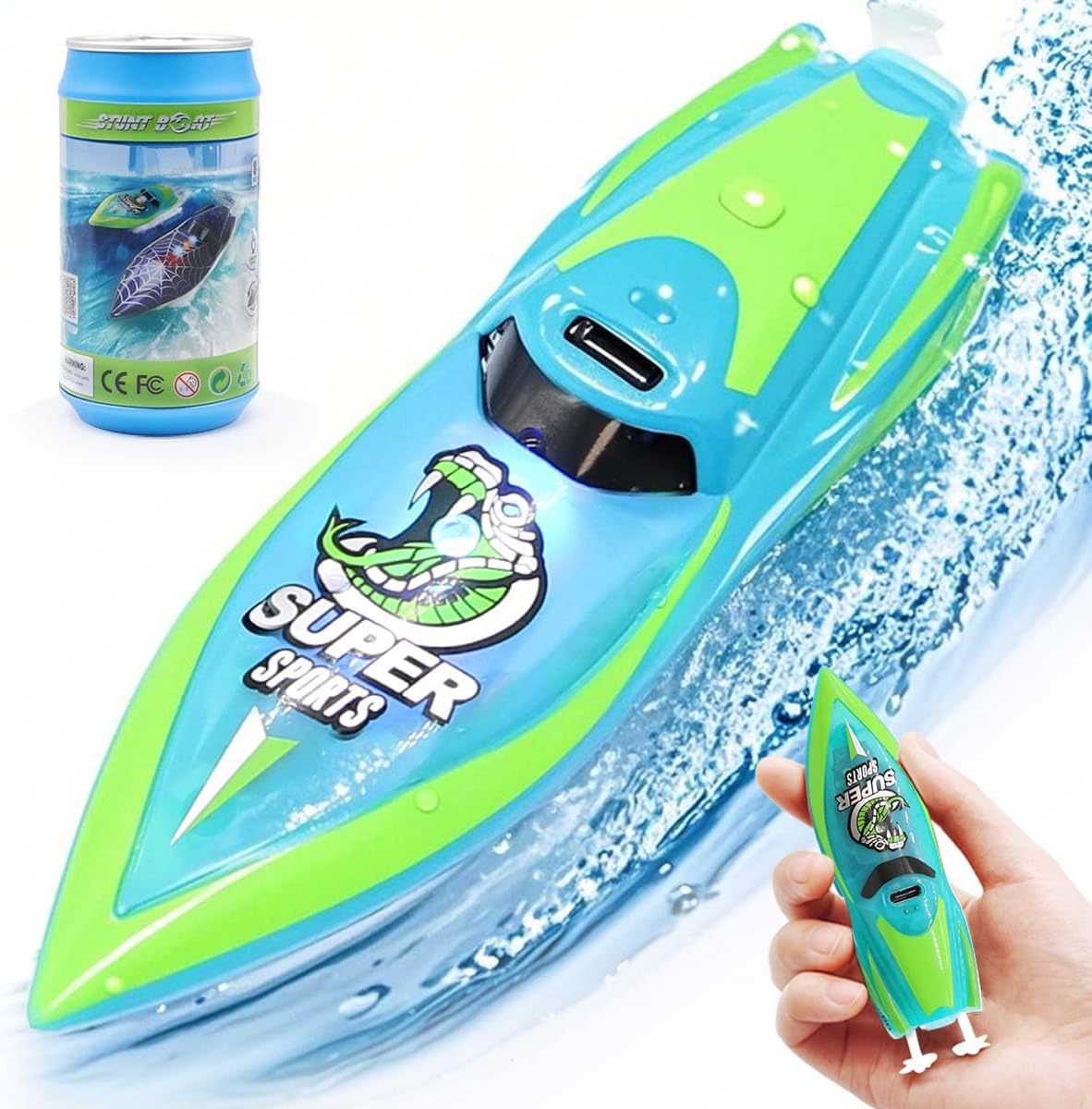 Amazon.com: LAFALA Mini Remote Control Boat RC Boat 2.4Ghz 360 Rotating ...