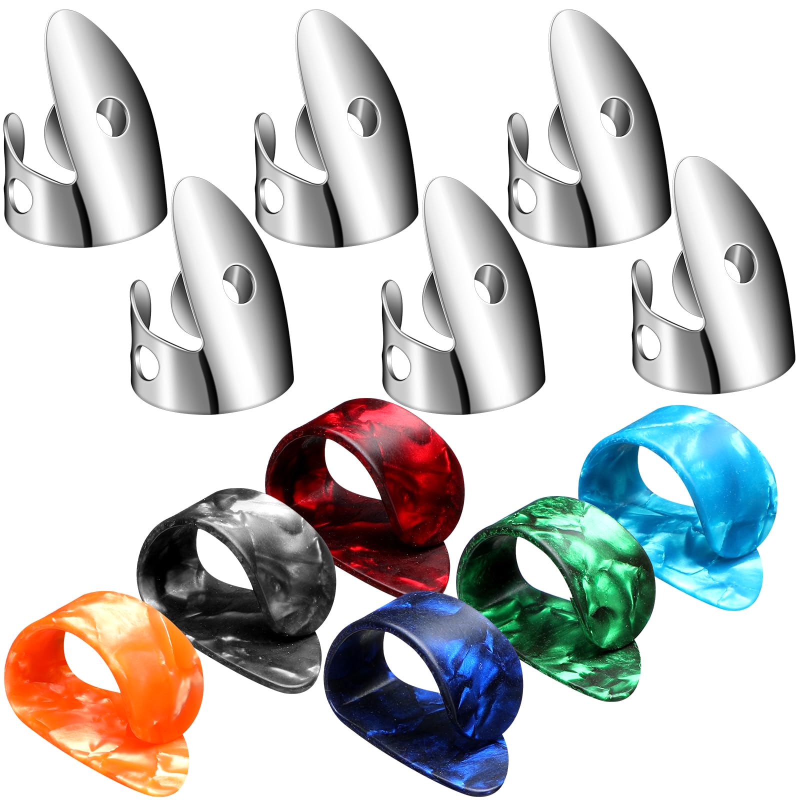 Amazon.com: Shappy 12 Pcs Steel Finger Picks Set, Including Stainless ...