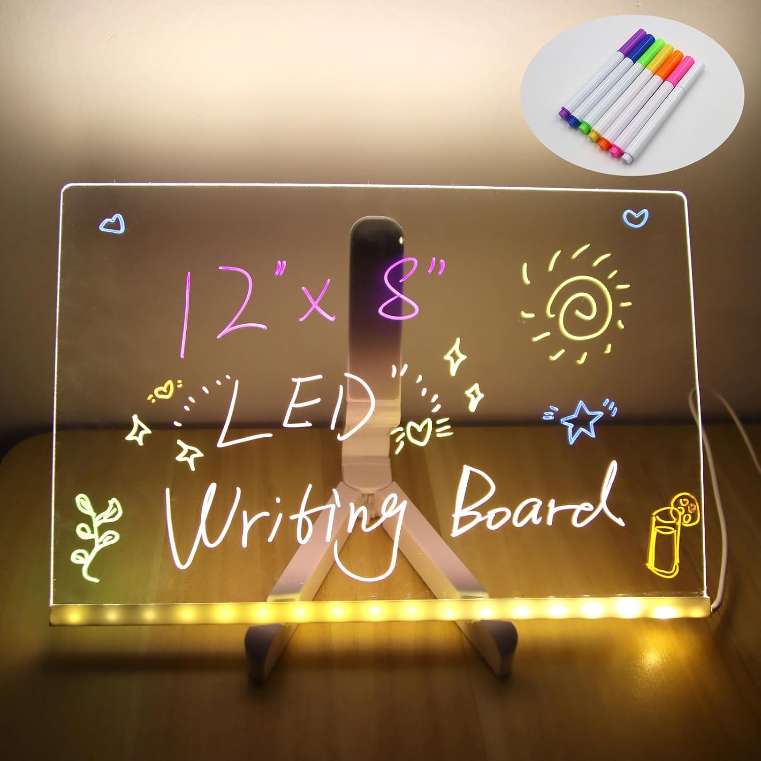 Amazon.com : LED Note Board with Colors, Acrylic Dry Erase Board with ...