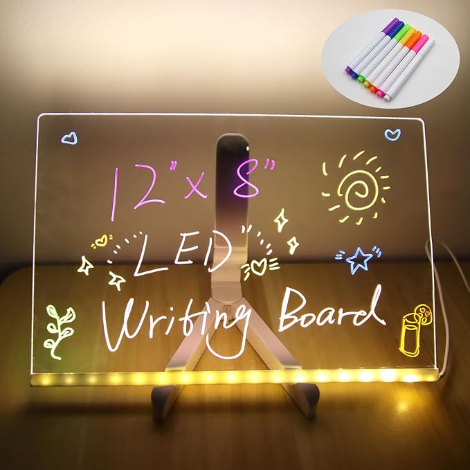 Amazon.com : LED Note Board with Colors, Acrylic Dry Erase Board with ...