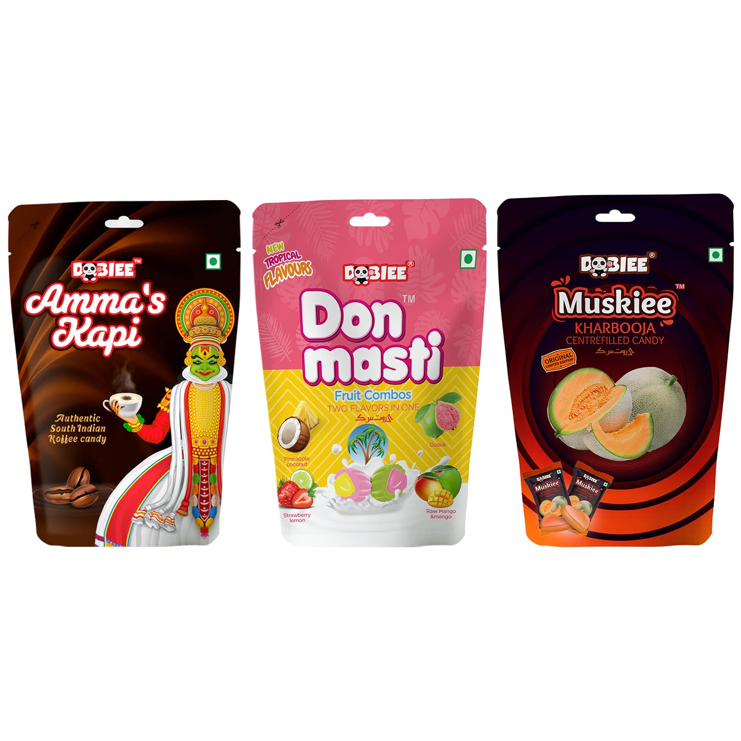 DOBIEE Fruity Flavoured Centre Filled Candies Combo Pack of 3 300 ...