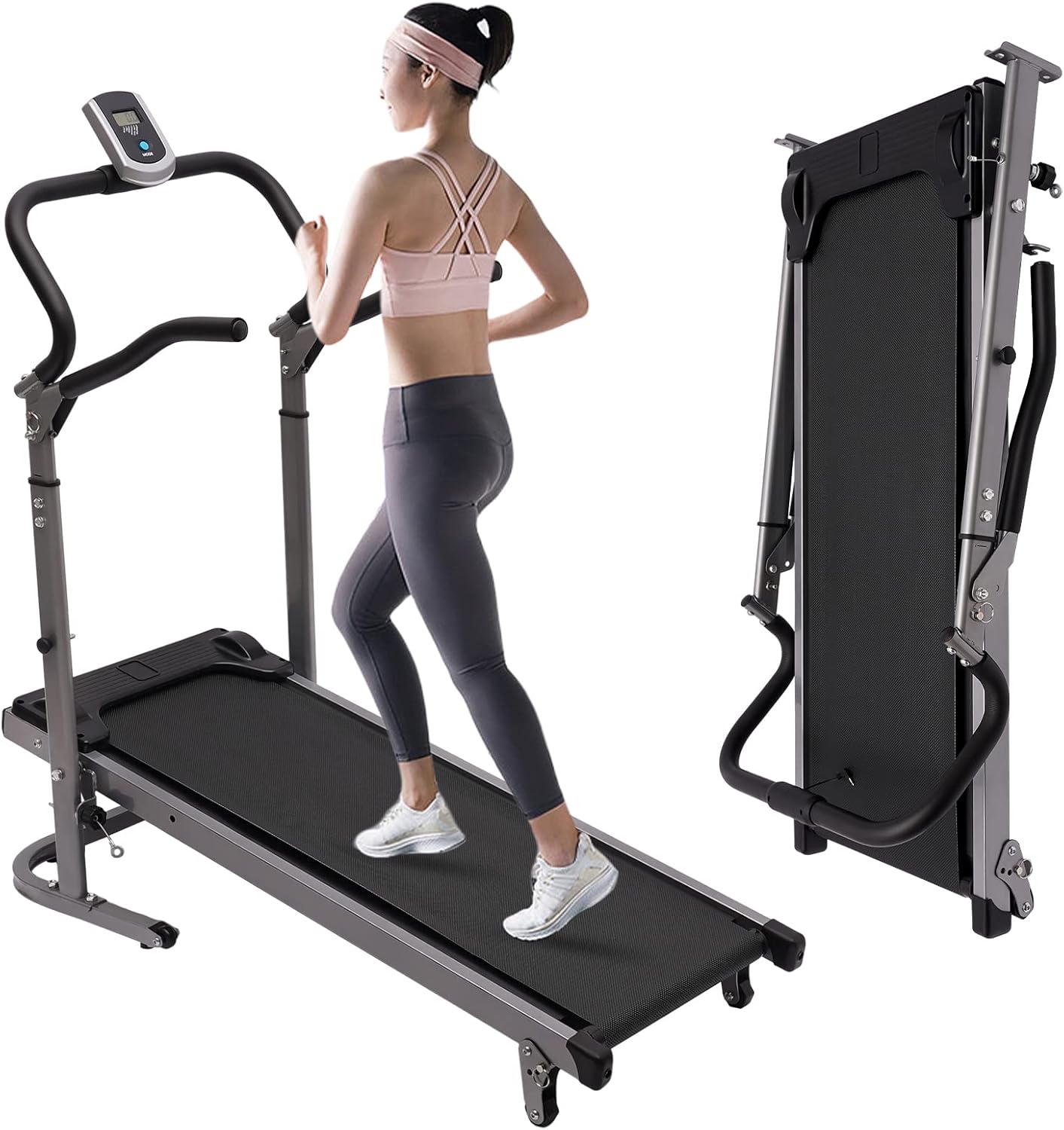 Amazon.com : Non Electric Folding Treadmill with Incline Manual Walking ...