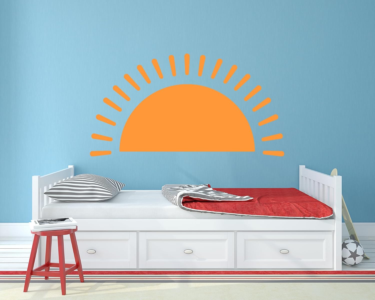 Amazon.com: Large Half Sun Wall Decal Sunshine Wall Stickers Orange ...