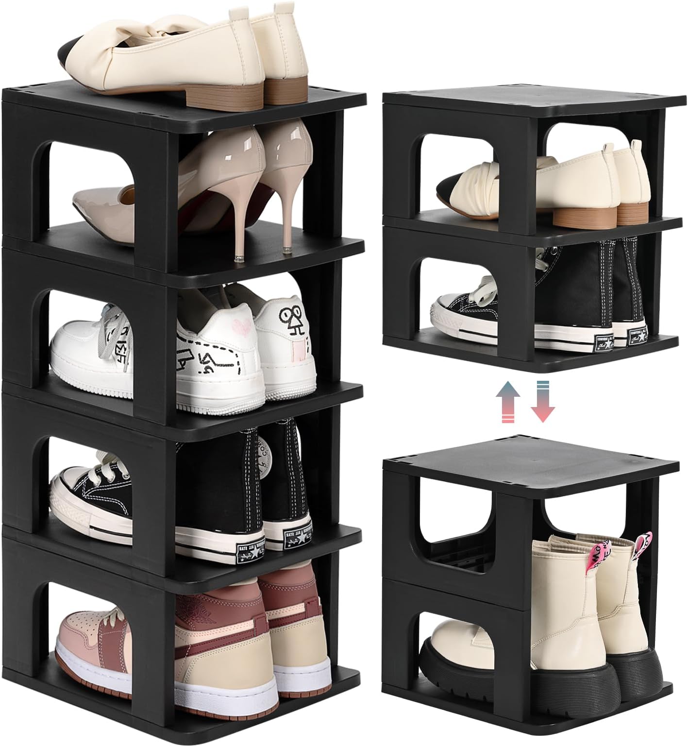 Amazon.com: HOLTPHILI Narrow Shoe Rack 8-Tier Tall Vertical Shoe ...