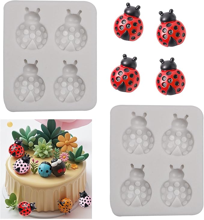 Cute Ladybug Silicone Resin Molds Mini Beetle Cake Decorating Fondant ...
