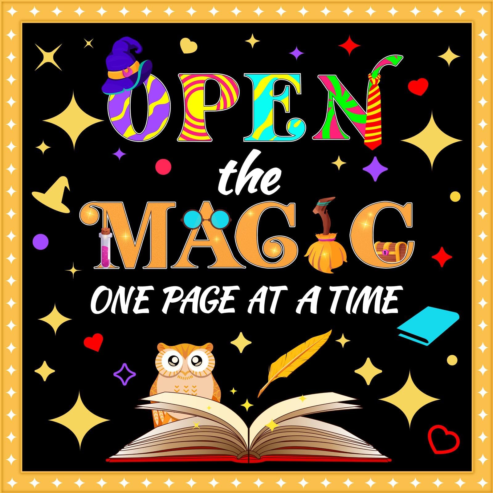 Amazon.com: MORENKISS Magic Themed Classroom Bulletin Board Decorations ...