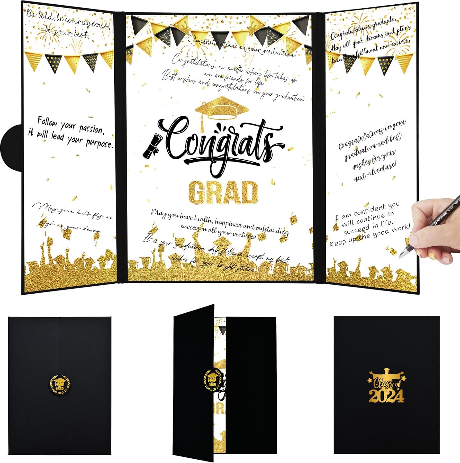 Amazon.com: Togvu Black Gold Graduation Party Decorations, Creative ...