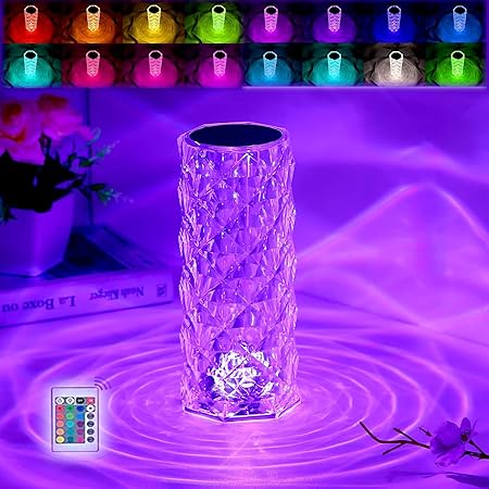 Neioaas Crystal Diamond Table Lamp，Touch Control Rose Crystal Table ...
