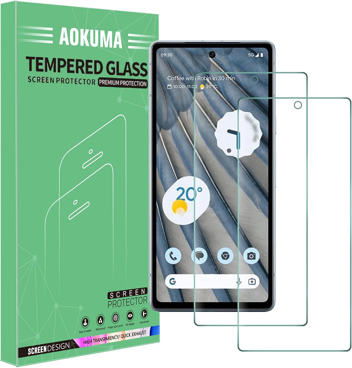 AOKUMA Tempered Glass for Google Pixel 7A Screen Protector, [2 Pack ...