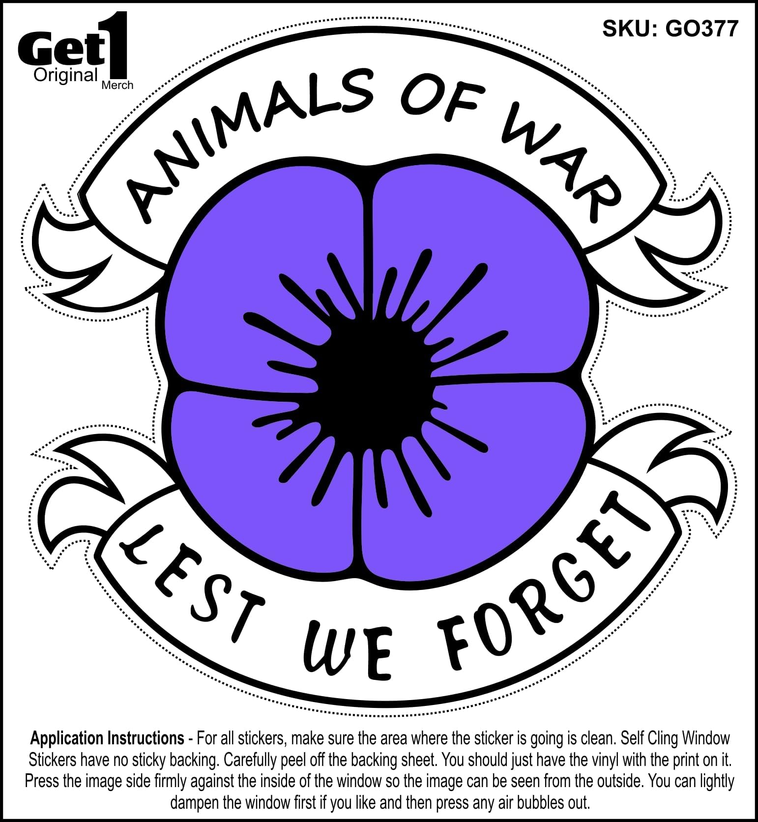 Purple Poppy and Wreath Car Window Sticker - Animals at War : Amazon.co ...