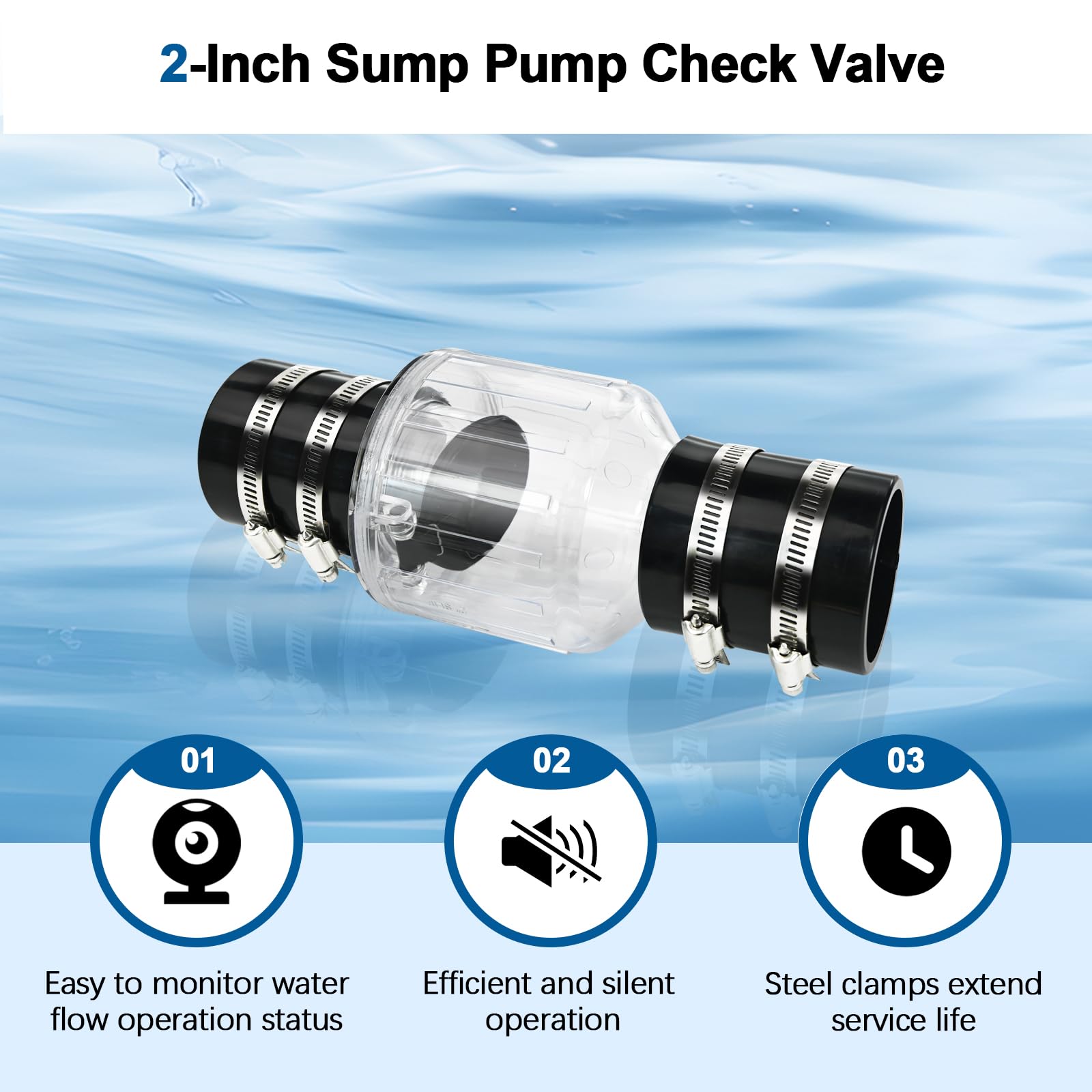 Snapklik.com : Silent Check Valve, 2-Inch Sump Pump Check Valve, Spring ...
