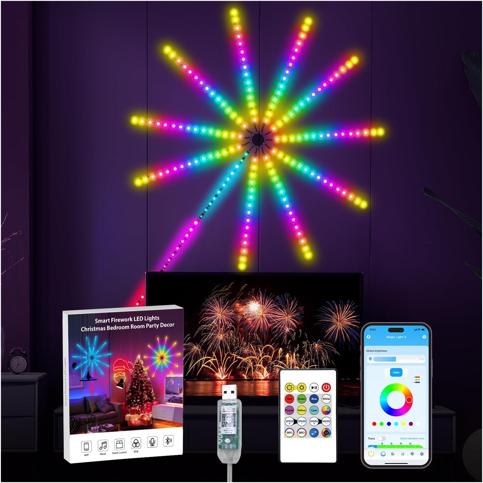 Amazon.com: Daymeet Smart Firework Led Lights Indoor, Led Fireworks ...