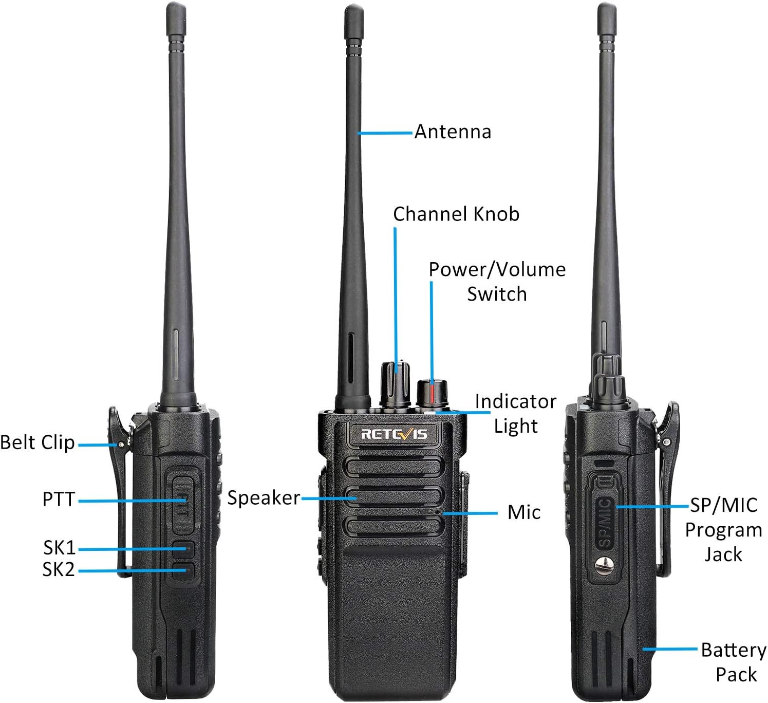 Retevis RT29 Walkie Talkies de largo alcance, radios bidireccionales ...