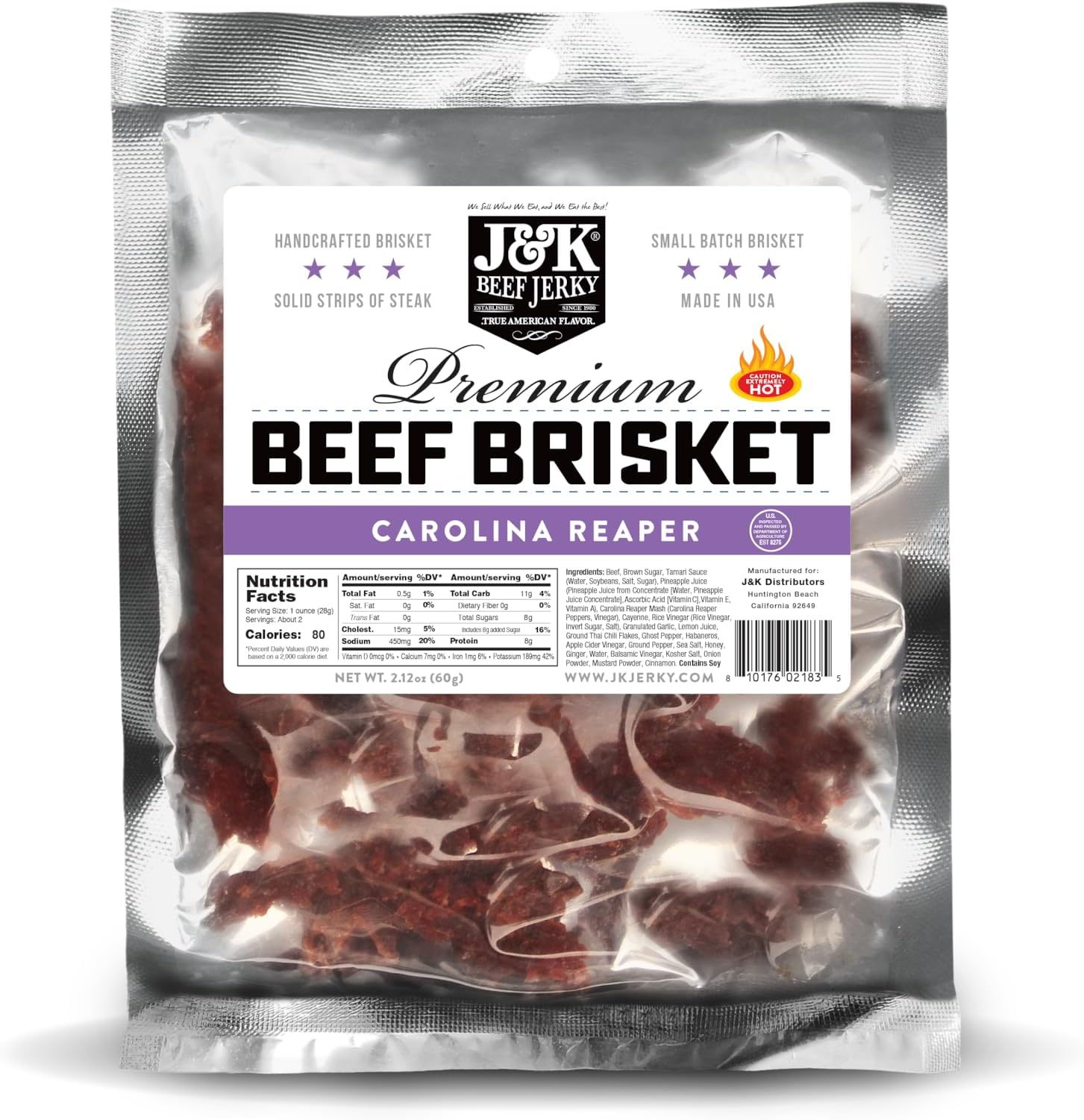 Amazon.com: J&K Jerky Brisket Jerky Small Batch Handcrafted Beef Jerky ...