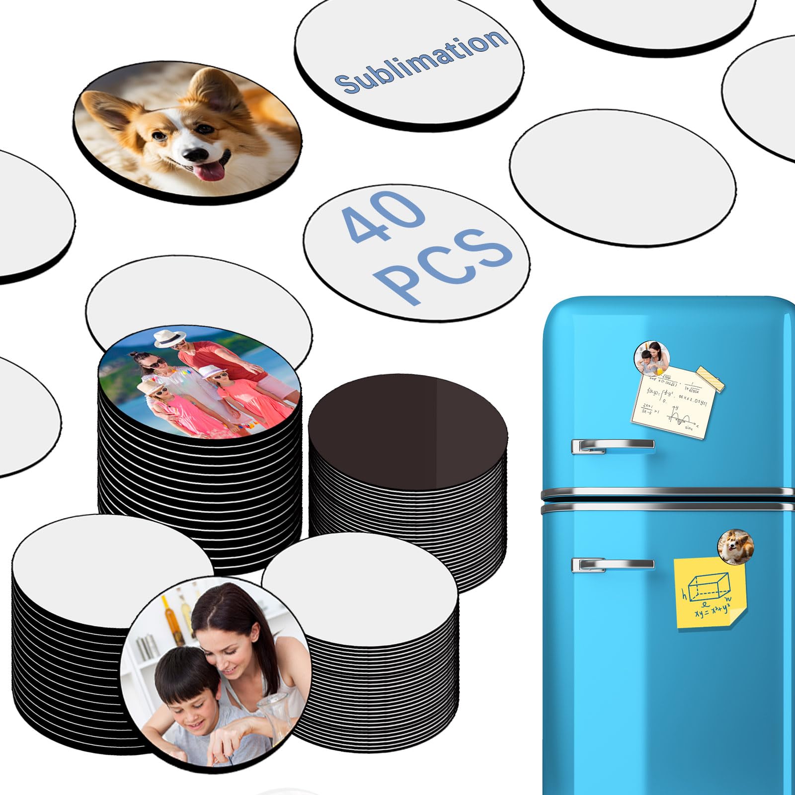 Amazon.com: 80PCS Sublimation Magnet Blanks Round Bulk Produnts 40 Pcs ...