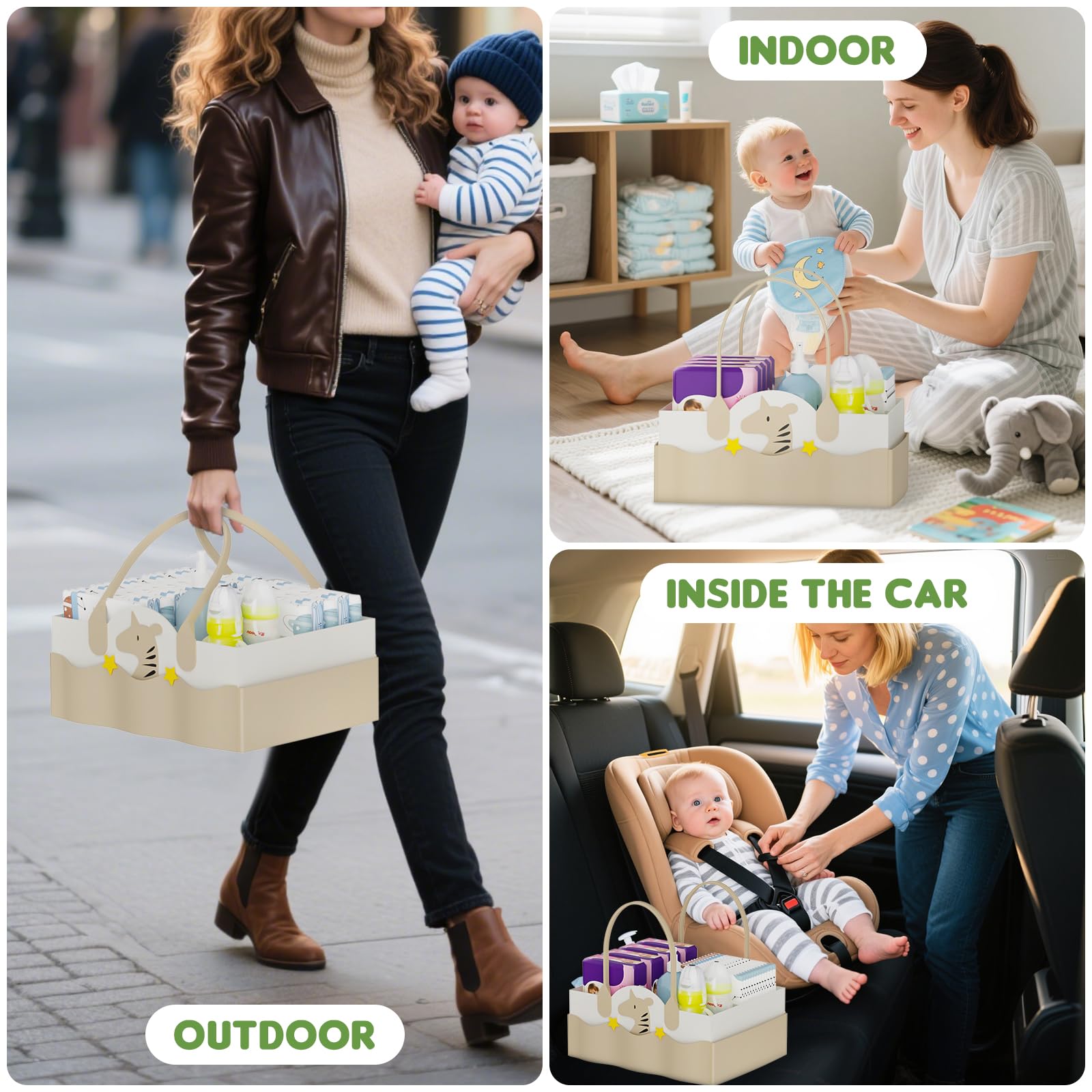 Snapklik.com : JBBTOOL Diaper Caddy Organizer - 3-Tier Rolling Diaper Cart