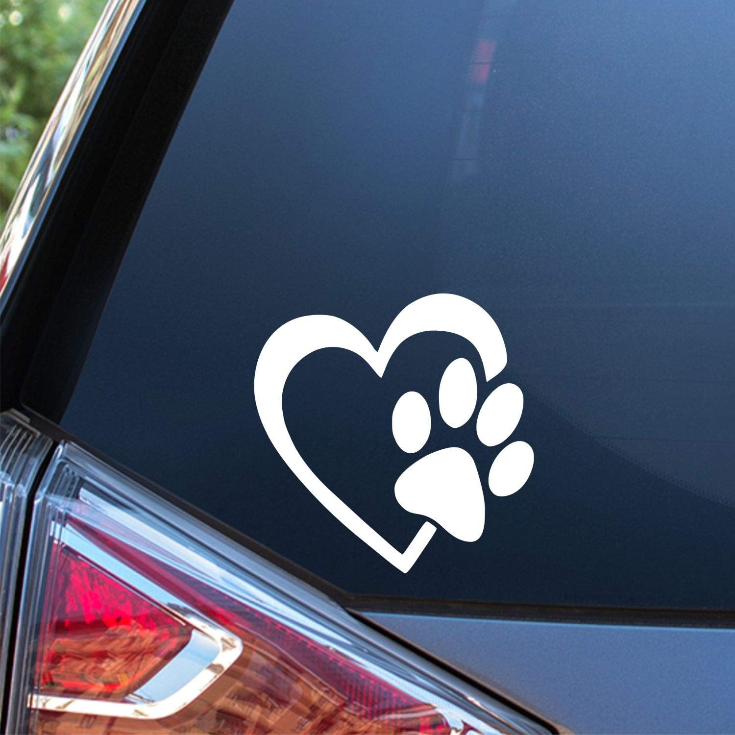 Amazon.com: Puppy I Love My Dog Paw Print Heart Vinyl - Sticker Graphic ...