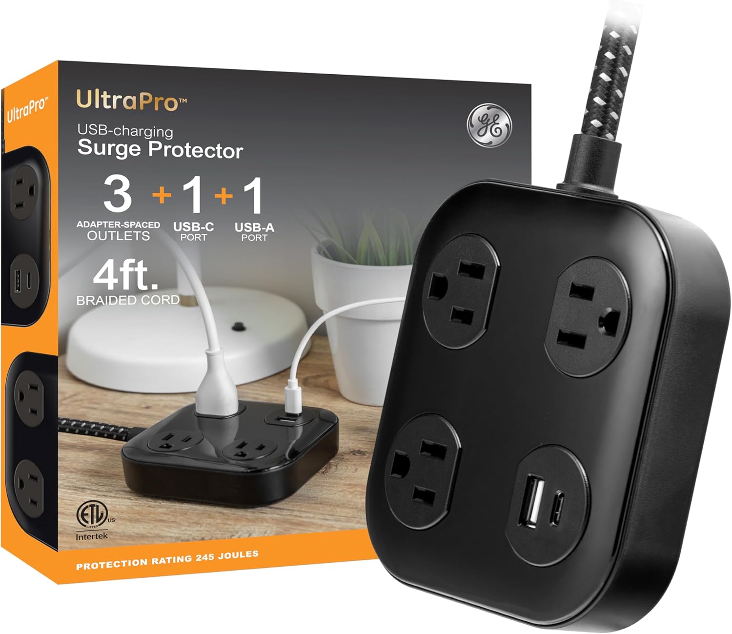Amazon.com: GE UltraPro 3-Outlet Surge Protector with 4ft Braided Cord ...