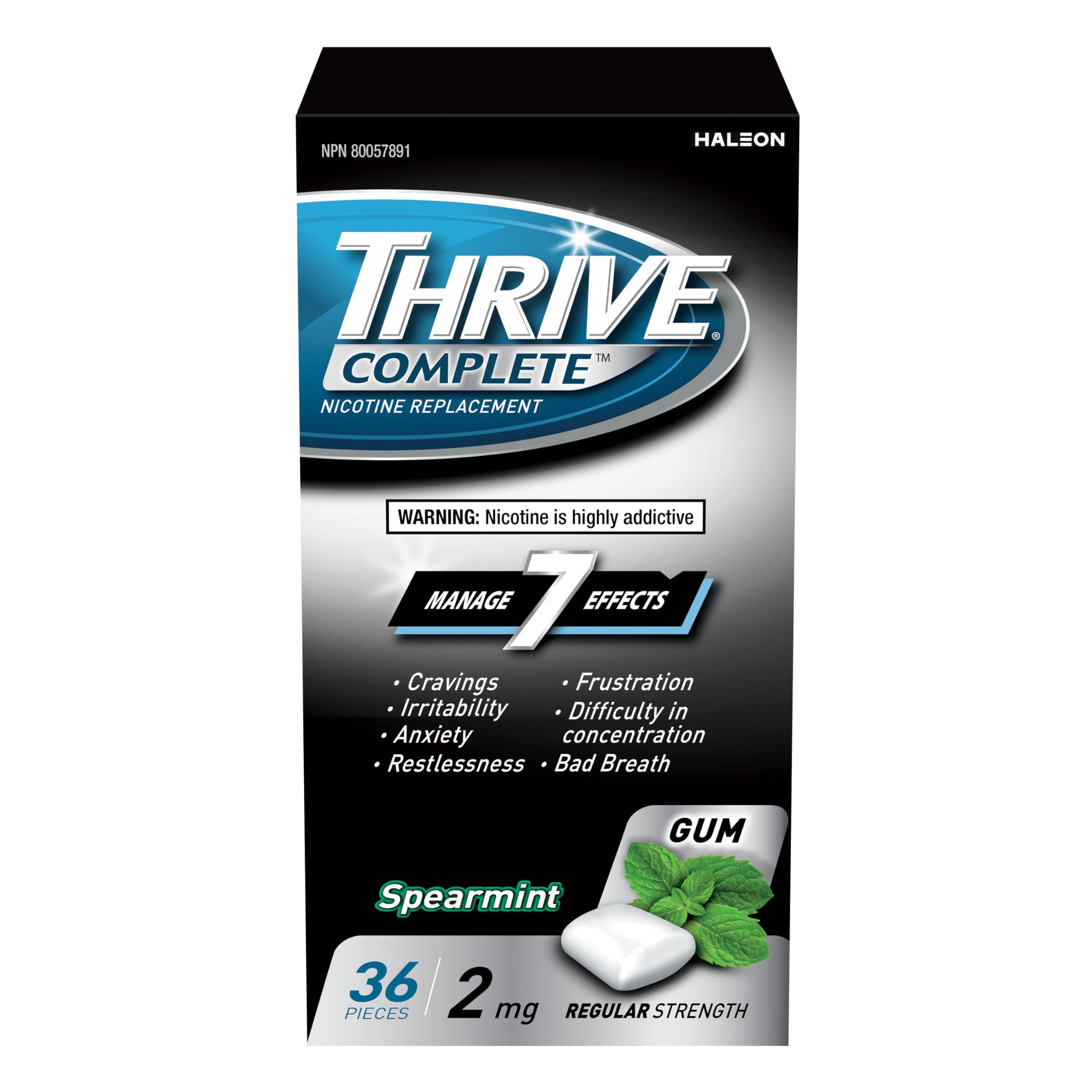 Thrive Complete Nicotine Replacement Gum, 2mg Regular Strength, Fresh ...