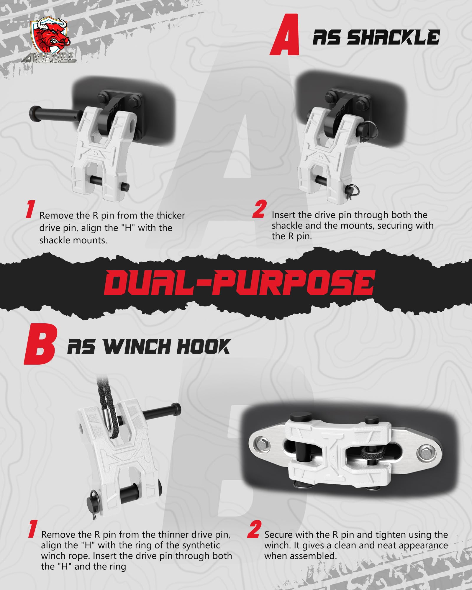 Snapklik.com : H-Shaped Towing Winch Shackle, Heavy Duty Winch Fairlead ...