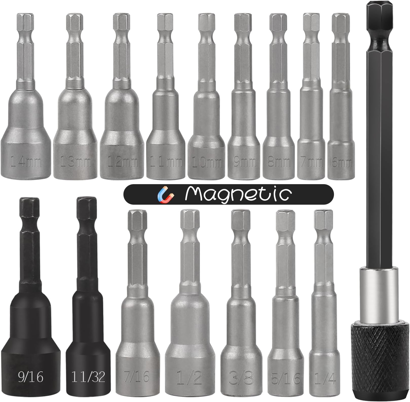 Amazon.com: Magnetic nut driver set, 17pcs 65mm hex bit set_A Set That ...