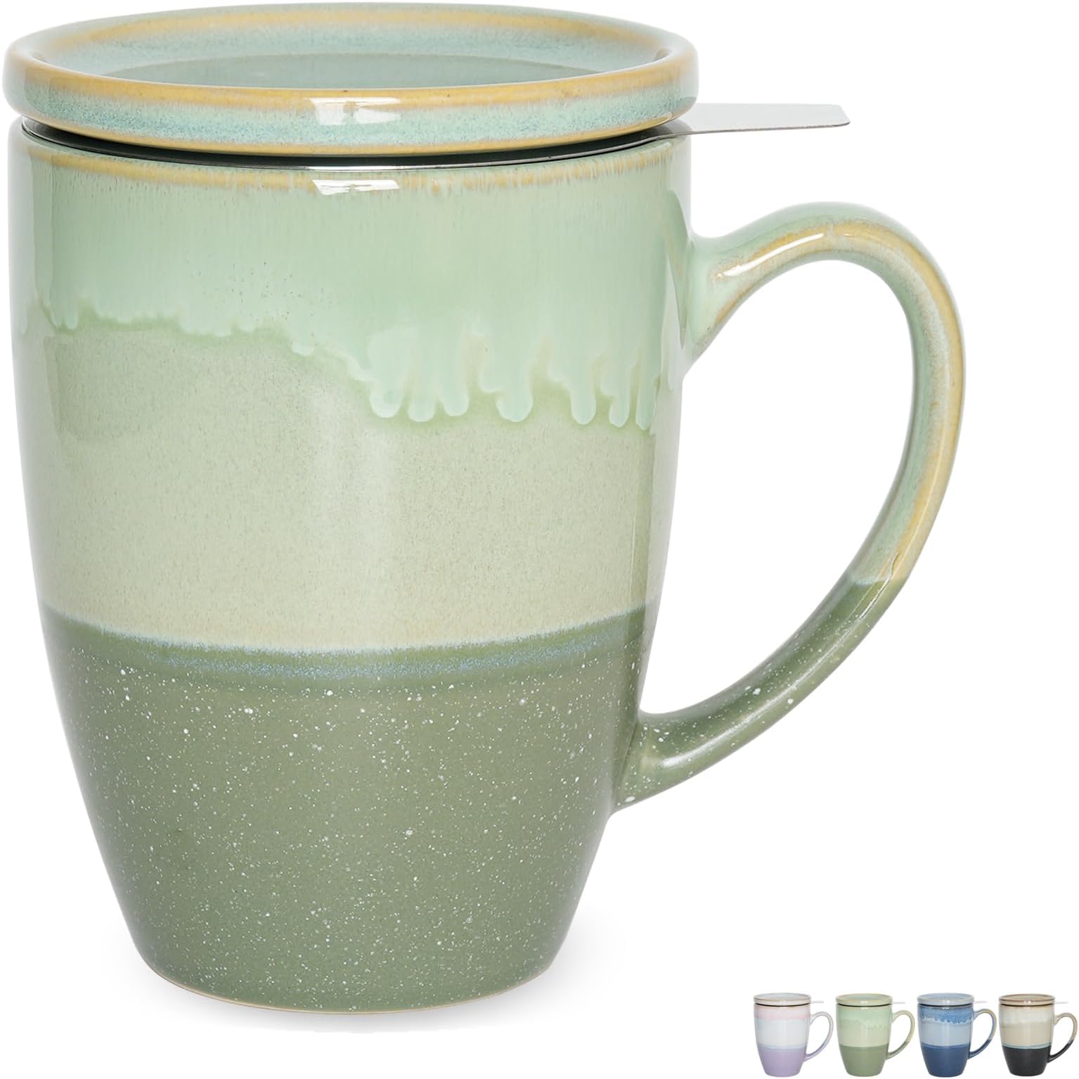 Amazon.com: Bosmarlin Ceramic Tea Cup with Infuser and Lid, 16 Oz ...