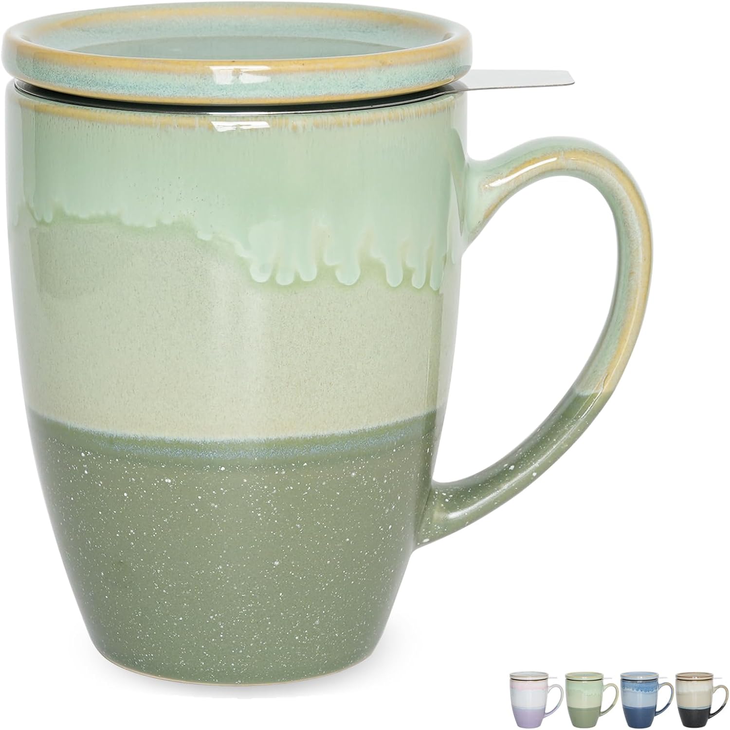 Amazon.com: Bosmarlin Ceramic Tea Cup with Infuser and Lid, 13.5 Oz, 4 ...