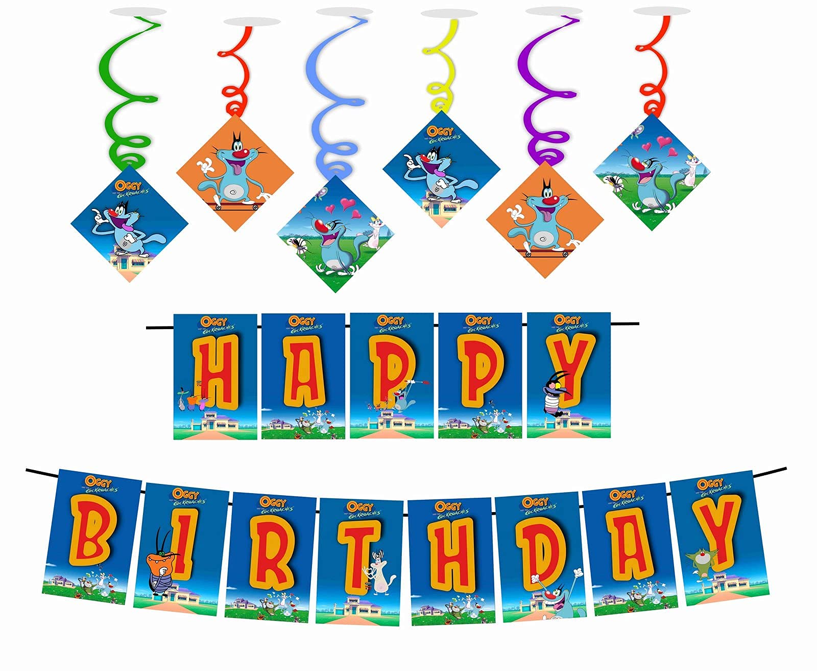 Buy Balloonistics Oggy and The Cockroaches Theme Birthday Banner and ...