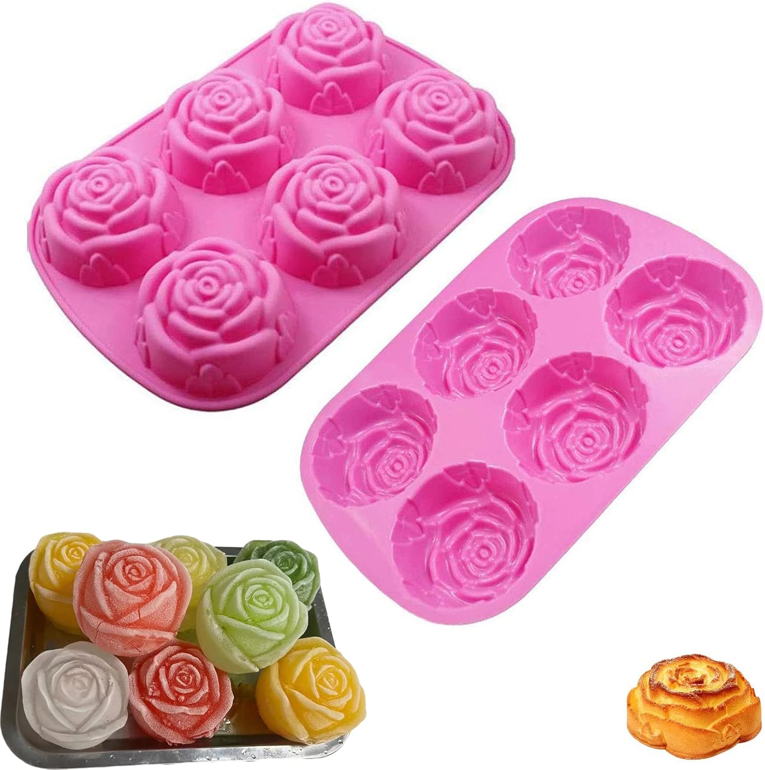 Amazon.com: Rose Silicone Cake Tray Molds 2 Pcs Rose Silicone Molds for ...