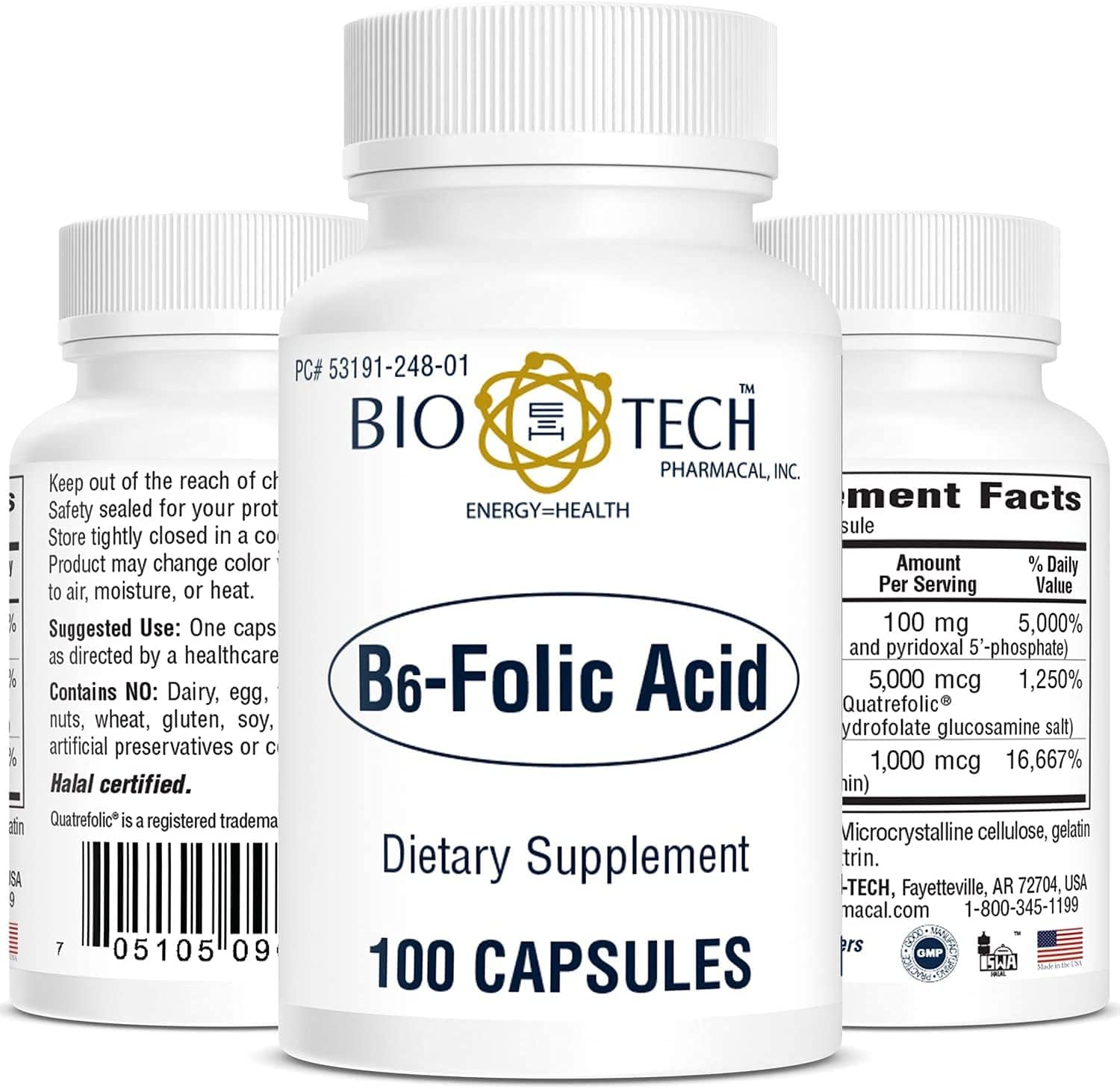 Amazon.com: Bio-Tech Pharmacal B6-Folic Acid, 100 Capsules – All ...