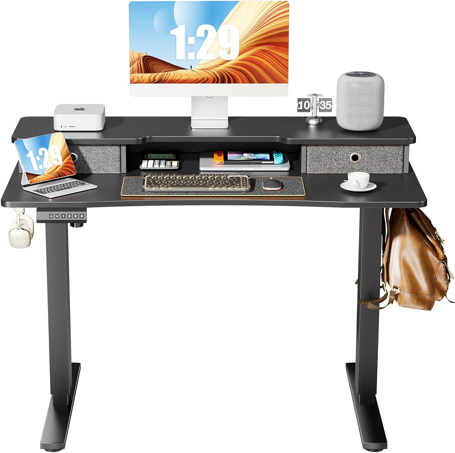 Amazon.com: Height Adjustable Electric Standing Desk with Storage Shelf ...