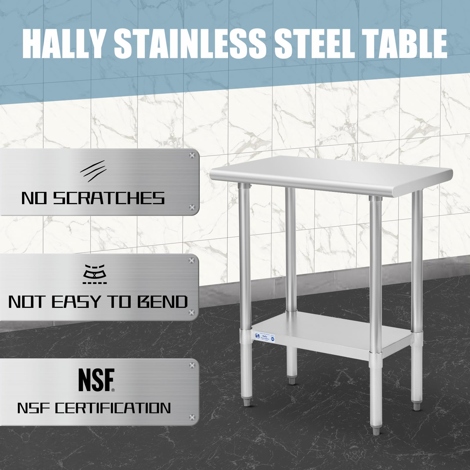 Snapklik.com : Hally Stainless Steel Table For Prep & Work 18 X 30 ...