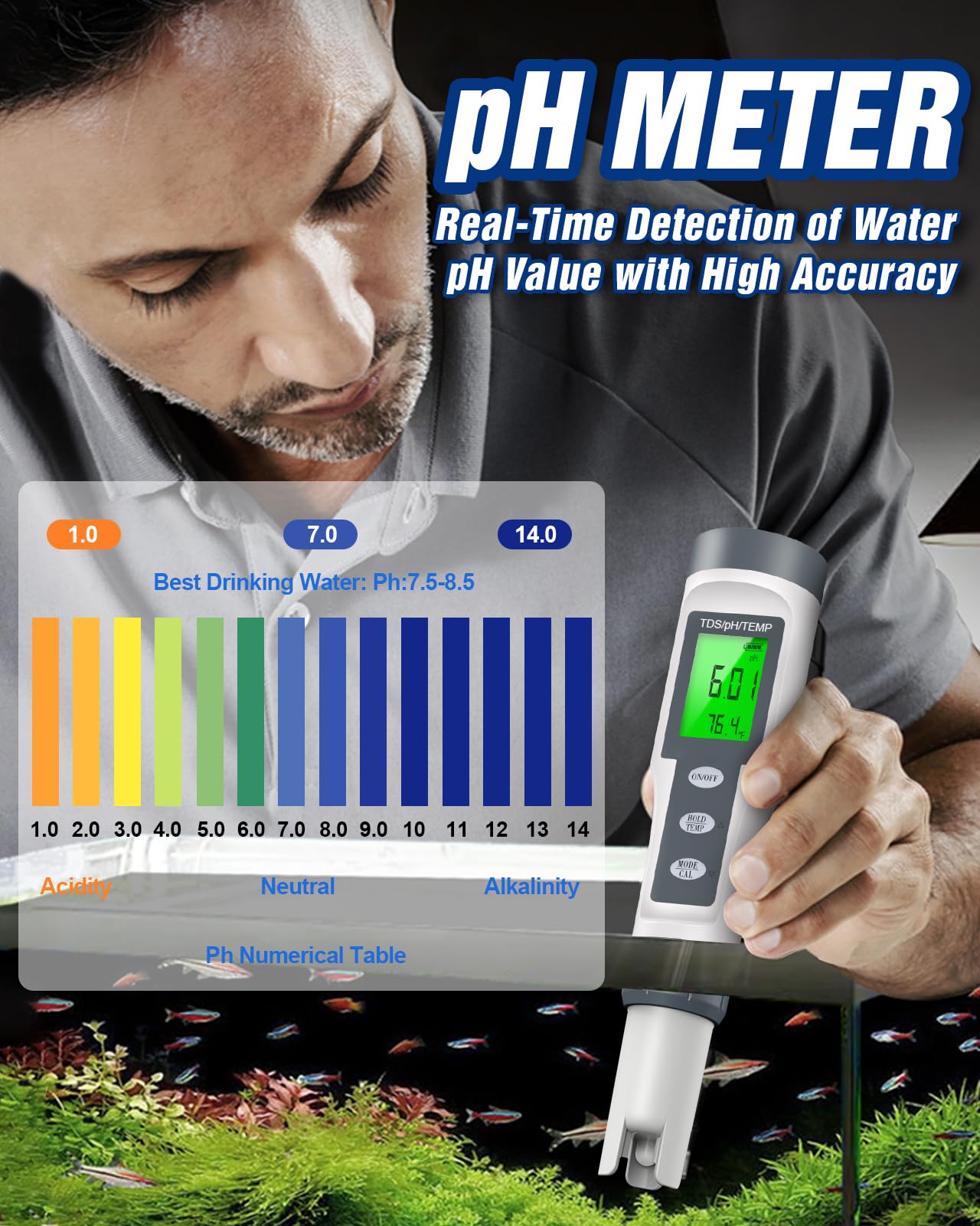 Snapklik.com : pH Meter, TDS/pH/Temperature 3-in-1 pH Meter For Water ...