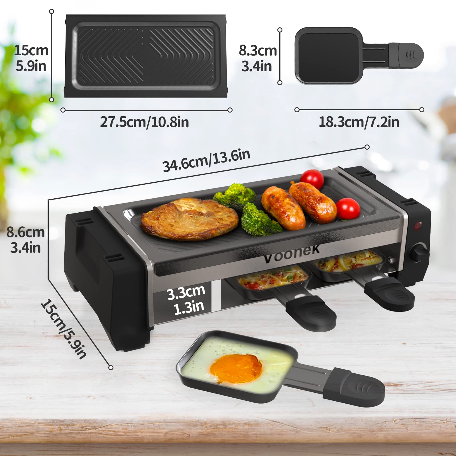 Voohek Raclette Table Grill Korean BBQ Grill Indoor Smokeless Electric ...