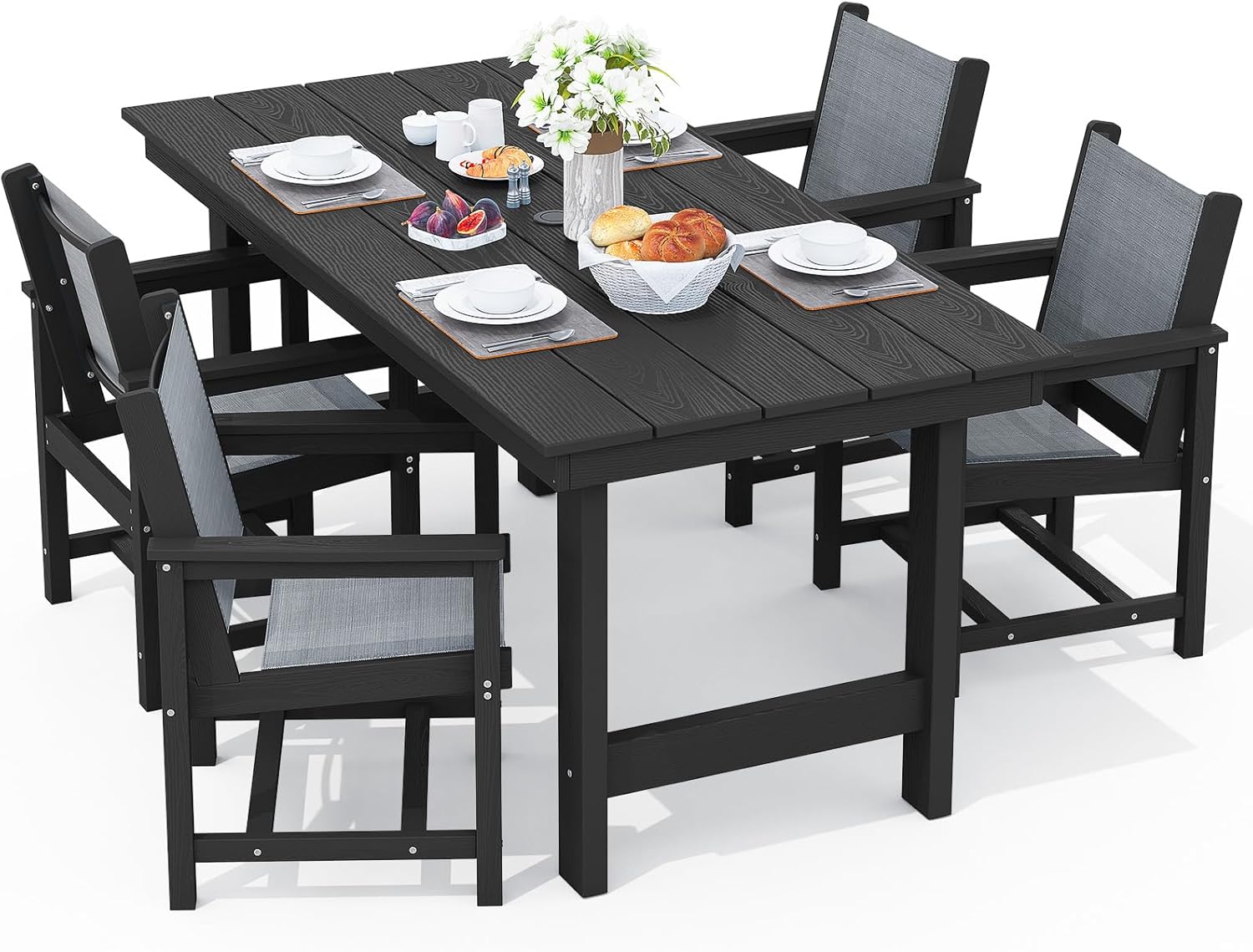 Amazon.com: SERWALL 5 Piece Outdoor Dining Table Sets for 4 with 1 ...