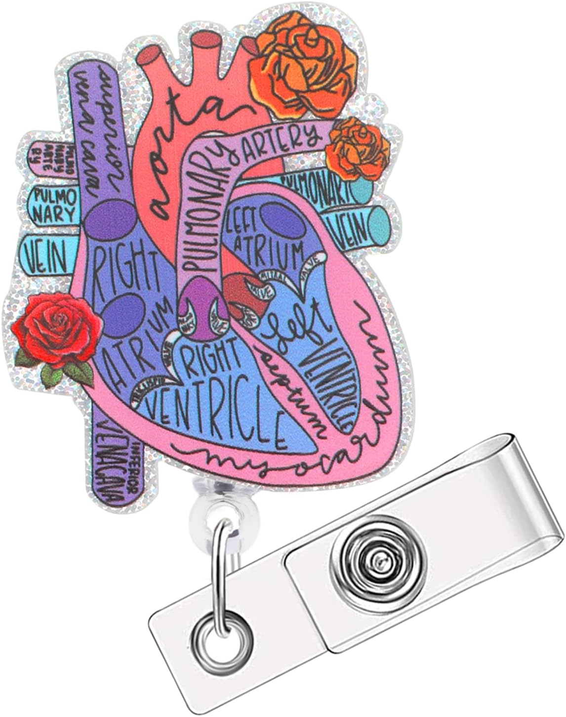 Amazon.com : YUXIANLB Badge Reels Retractable with ID Clip, Heart Badge ...