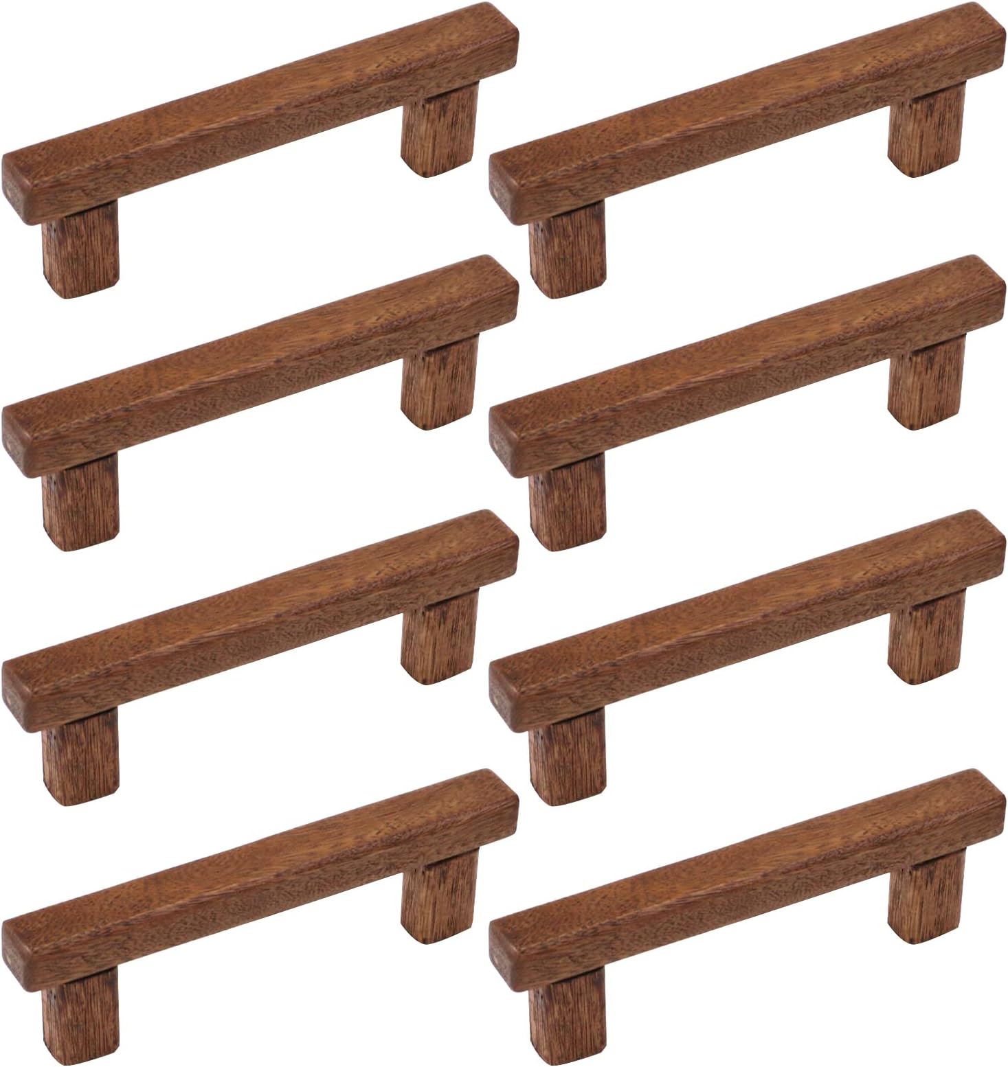 Semetall 8Pcs Walnut Wood Drawer Pulls,3.78" Hole Center Cabinet Pulls ...