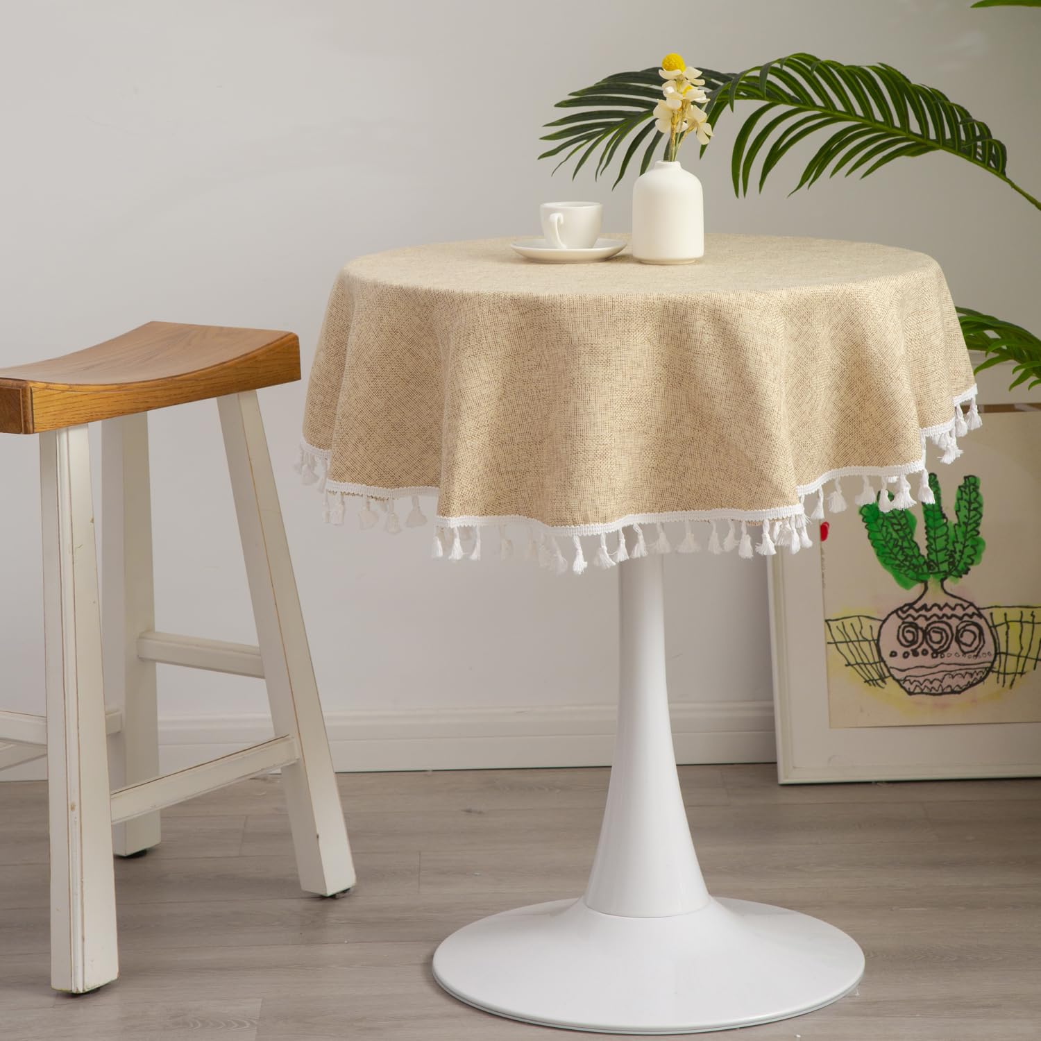 Amazon.com: Hpxrom Solid Color Farmhouse Small Round Tablecloth Rustic ...