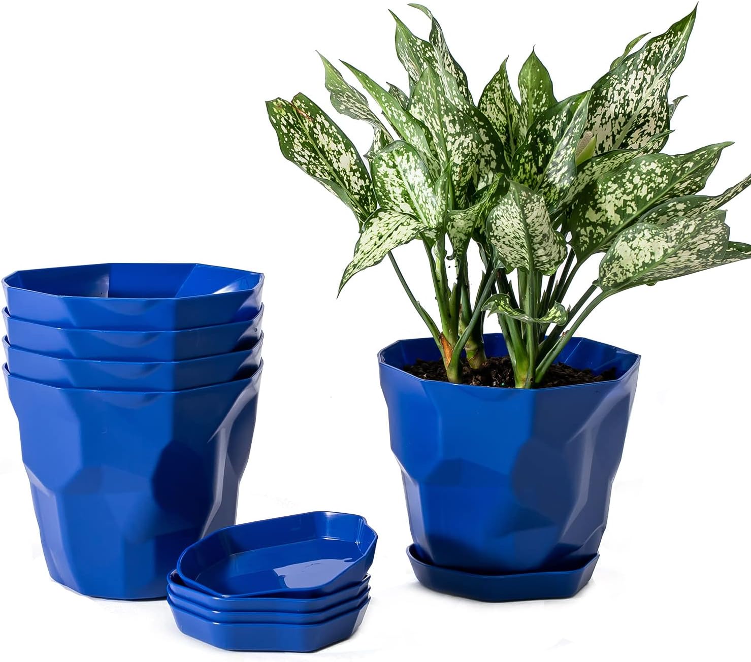 Dproptel 5 Pack Plastic Flower Pots, Indoor/Outdoor Plant Holder Nordic ...